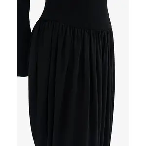 MALINA Lexie Balloon-skirt Woven Midi Dress
