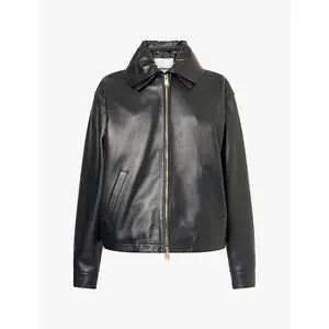 DARKPARK Mabel Double Collar Leather Bomber Jacket