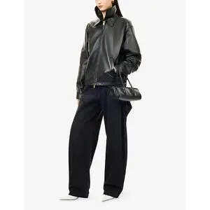 DARKPARK Mabel Double Collar Leather Bomber Jacket