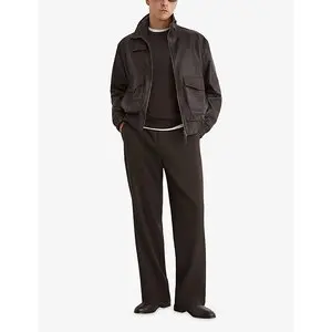 REISS Trinity Oversized-fit Leather Jacket