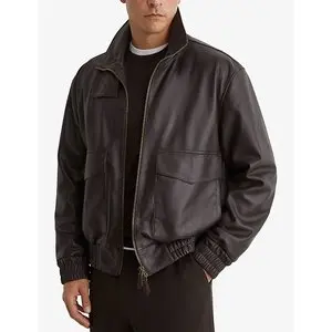 REISS Trinity Oversized-fit Leather Jacket