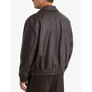 REISS Trinity Oversized-fit Leather Jacket