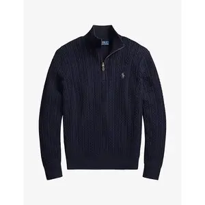 Polo Ralph Lauren Half-zip Cable-knit Cotton Jumper Xxl - Hunter Navy
