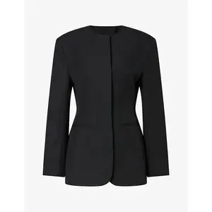 MALINA Carol Collarless Wool And Silk Blazer