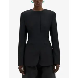 MALINA Carol Collarless Wool And Silk Blazer