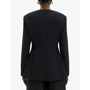 MALINA Carol Collarless Wool And Silk Blazer
