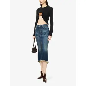 JEAN PAUL GAULTIER Leather Tag Long-sleeve Stretch-jersey Top