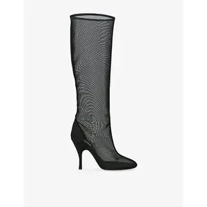 AZZEDINE ALAIA Nude 100 Mesh Knee-high Boots