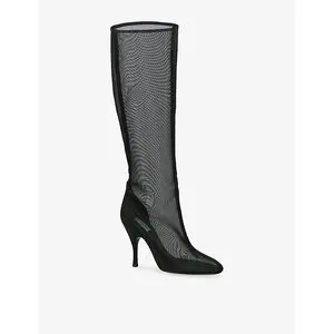 AZZEDINE ALAIA Nude 100 Mesh Knee-high Boots