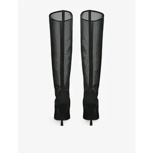 AZZEDINE ALAIA Nude 100 Mesh Knee-high Boots