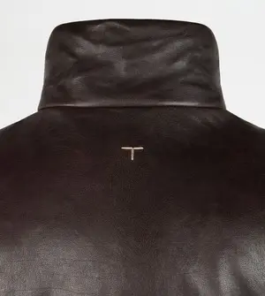 TOD'S Padded Bomber Jacket In Vintage Look Leather