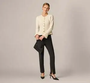 Adrianna Papell Bell Sleeve Open Cable Knit Peplum Flouce Cardigan - Cream