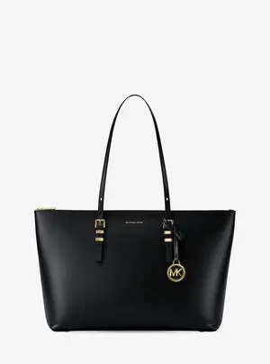 Michael Kors Quinn Large Pebbled Leather Tote Bag In By - Black