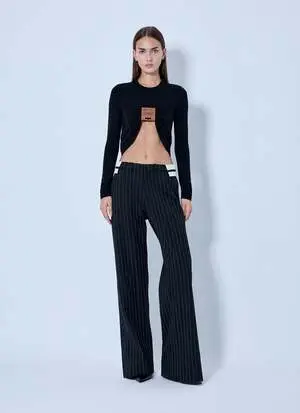 JEAN PAUL GAULTIER Ruched Logo Cropped Top - Black