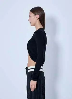 JEAN PAUL GAULTIER Ruched Logo Cropped Top - Black