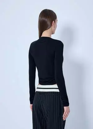 JEAN PAUL GAULTIER Ruched Logo Cropped Top - Black