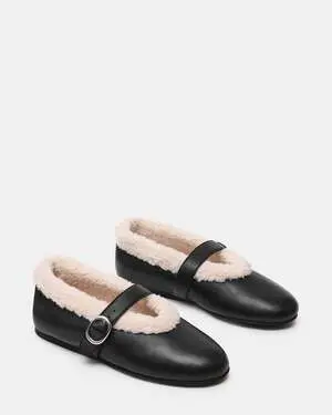 Steve Madden Lodge Faux Fur Flats - Black