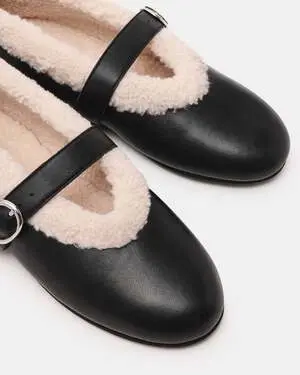 Steve Madden Lodge Faux Fur Flats - Black