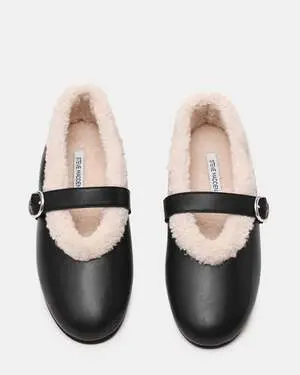 Steve Madden Lodge Faux Fur Flats - Black