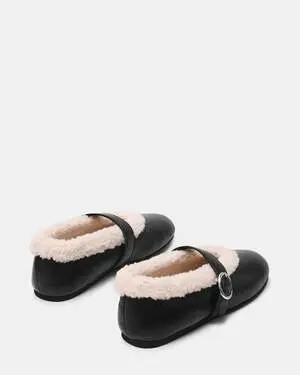 Steve Madden Lodge Faux Fur Flats - Black