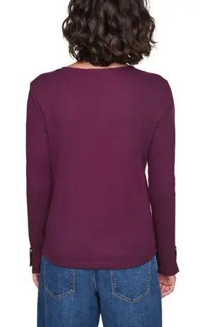 Karl Lagerfeld Paris Button Embellished Long Sleeve Knit Top