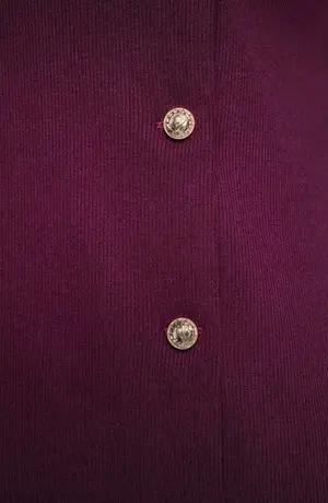 Karl Lagerfeld Paris Button Embellished Long Sleeve Knit Top