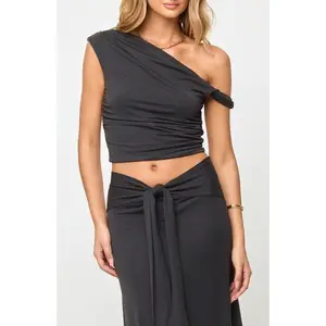 L*Space Moonlit Asymmetrical Cover-up Top - Black