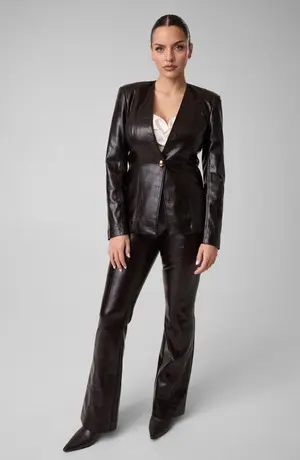 MARCIANO Alessandria Croc Embossed Faux Leather Blazer