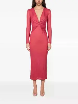 Amen Longuette Knot-detail V-neck Maxi Dress