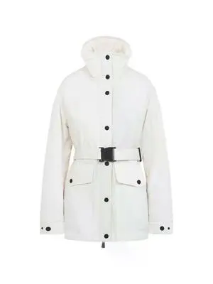 Moncler Caramany Belted High-neck Jacket - White