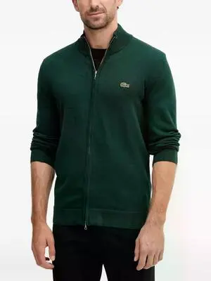 Lacoste Zip-up Logo-patch Cardigan - Green