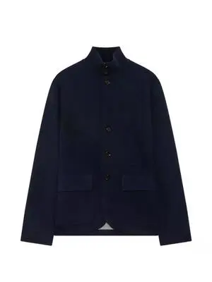 LARDINI Knitted Button-up Single-breasted Coat - Blue