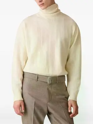 LARDINI Ribbed-knit Turtleneck Sweater - Neutrals