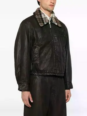 PDF Check-collar Logo-embossed Jacket