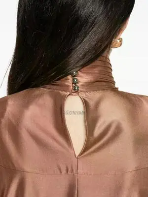 Rabanne High-neck Gathered-waist Blouse