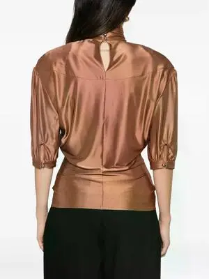 Rabanne High-neck Gathered-waist Blouse