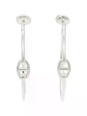 Hermès 2010s Gm Chaîne D'ancre Hoop Earrings - Silver
