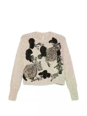 Antonio Marras Floral-appliqué Sequin-embellished Sweater