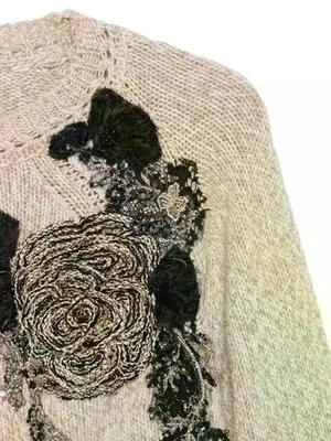 Antonio Marras Floral-appliqué Sequin-embellished Sweater
