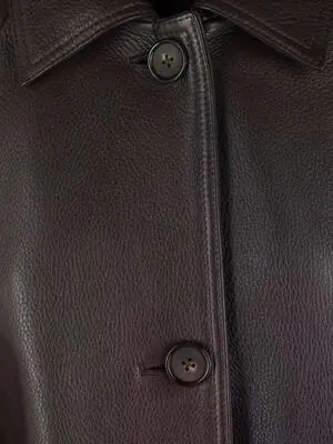 TOTEME Button-up Leather Coat - Brown