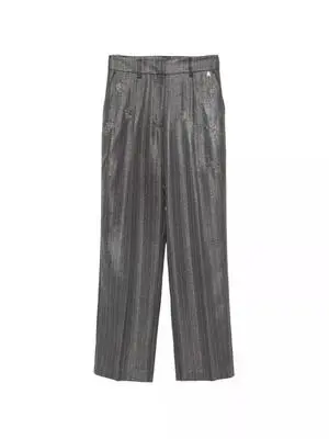 TWINSET Pinstriped Crystal-embellished Trousers - Grey
