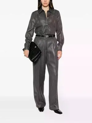 TWINSET Pinstriped Crystal-embellished Trousers - Grey