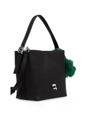 Karl Lagerfeld Logo-plaque Pompom-detail Tote Bag - Black