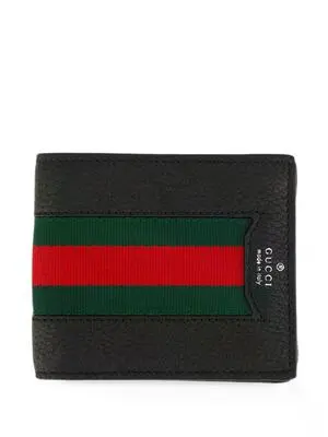Gucci Web-stripe Leather Wallet - Black