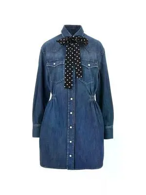 Valentino Garavani Pussy-bow Denim Mini Dress
