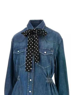 Valentino Garavani Pussy-bow Denim Mini Dress