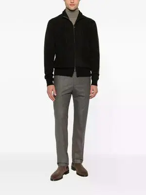Corneliani Drawstring Virgin Wool Trousers - Brown