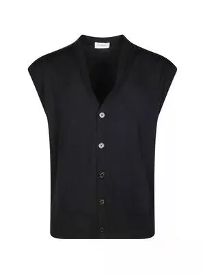 PAOLO PECORA V-neck Button-up Vest - Black