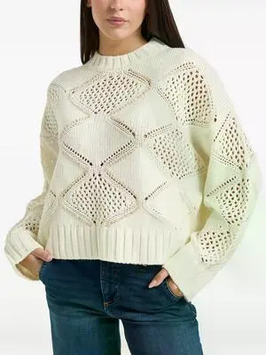 Liu Jo Crystal-embellished Open-knit Sweater - Neutrals
