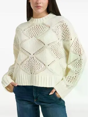 Liu Jo Crystal-embellished Open-knit Sweater - Neutrals